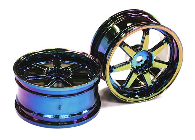 7 Spoke Rainbow Tone Wheel Set (2) for 1/10 Drift and Touring Car for R ...