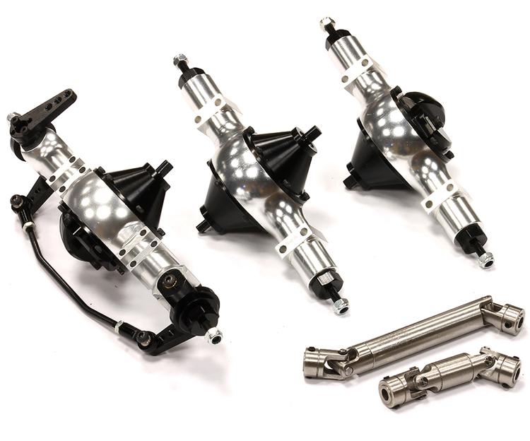 Billet Machined Complete Axle Set (3) for Custom 1/14 Semi-Tractor ...