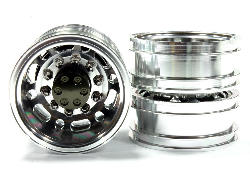 Machined Alloy Rear Dually Wheel Type 12R Set (2) for Tamiya 1/14 Scale ...