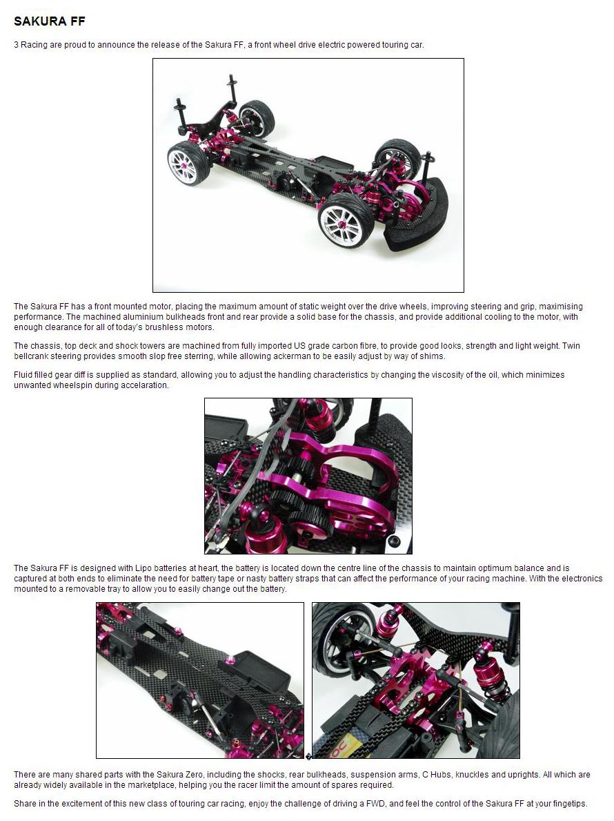 3RACING Sakura FF 1/10 Electric Car Kit for R/C or RC - Team Integy